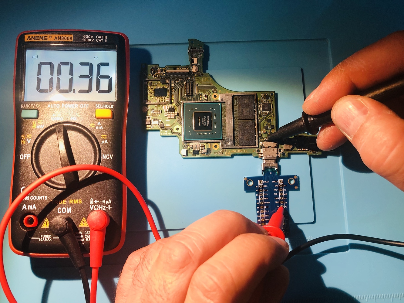 Breakout board for testing the USB-C port on the Nintendo Switch ...