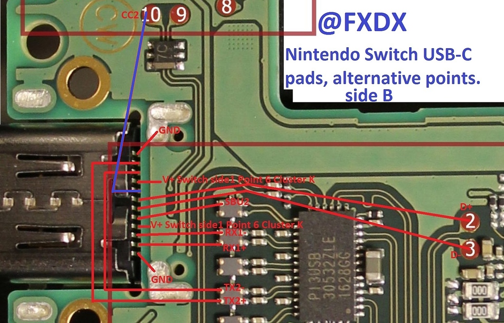 Nintendo Switch, repairing damaged or lifted pads on USB-C port ...